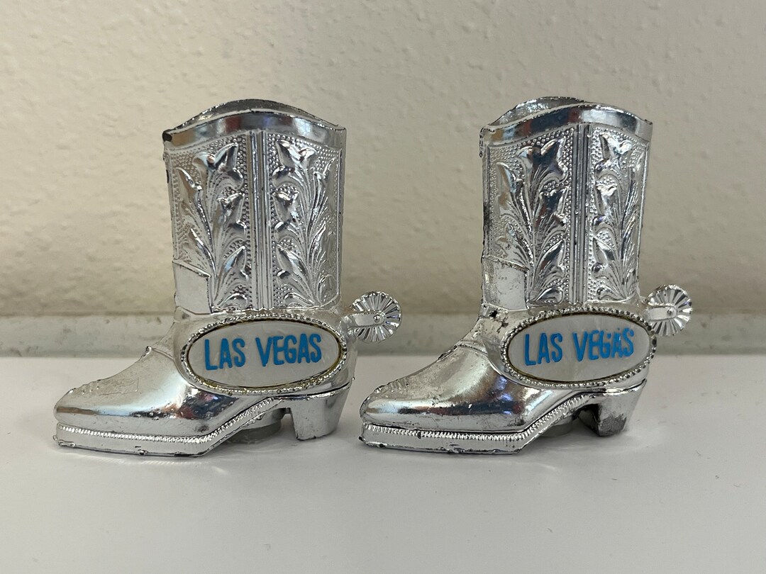 Vintage Souvenir Las Vegas Metal Cowboy Boots Salt and Pepper Shakers ...