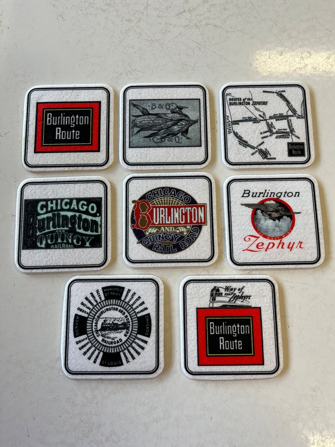 Vintage Burlington Route Railroad Coasters Set of 8 - Etsy