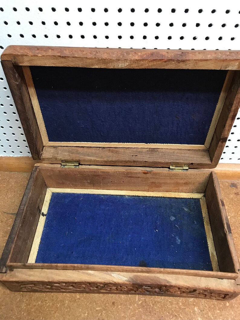 Vintage Handmade Wood Jewelry Box With Bone Inlay | Etsy