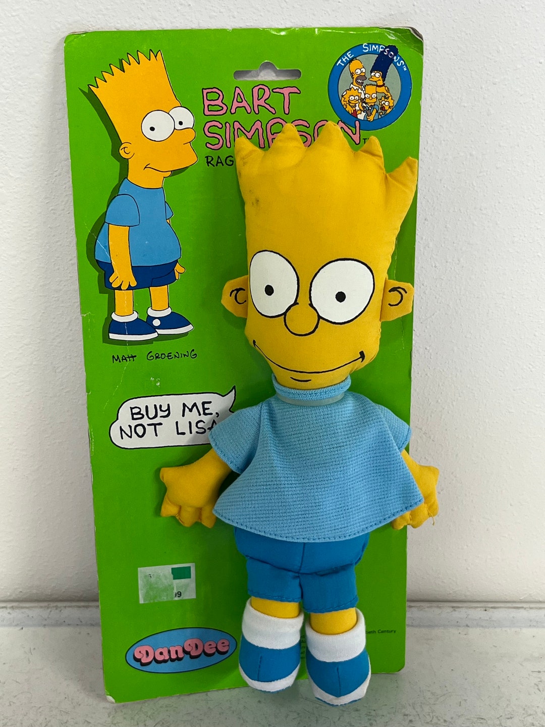 Vintage 1990 Bart Simpson Cloth Doll Still on Board by Dan Dee - Etsy