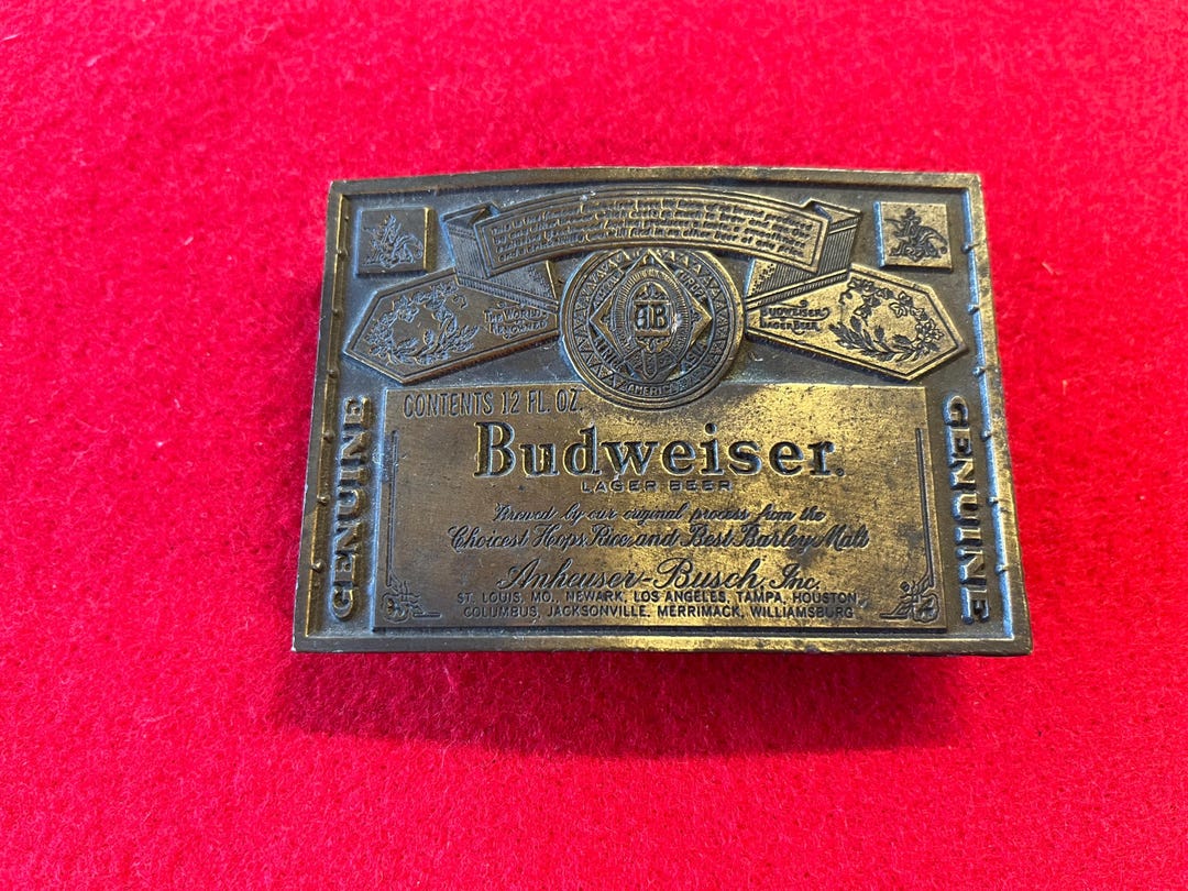 Vintage Budweiser Beer Metal Belt Buckle by Lewis Buckles - Etsy