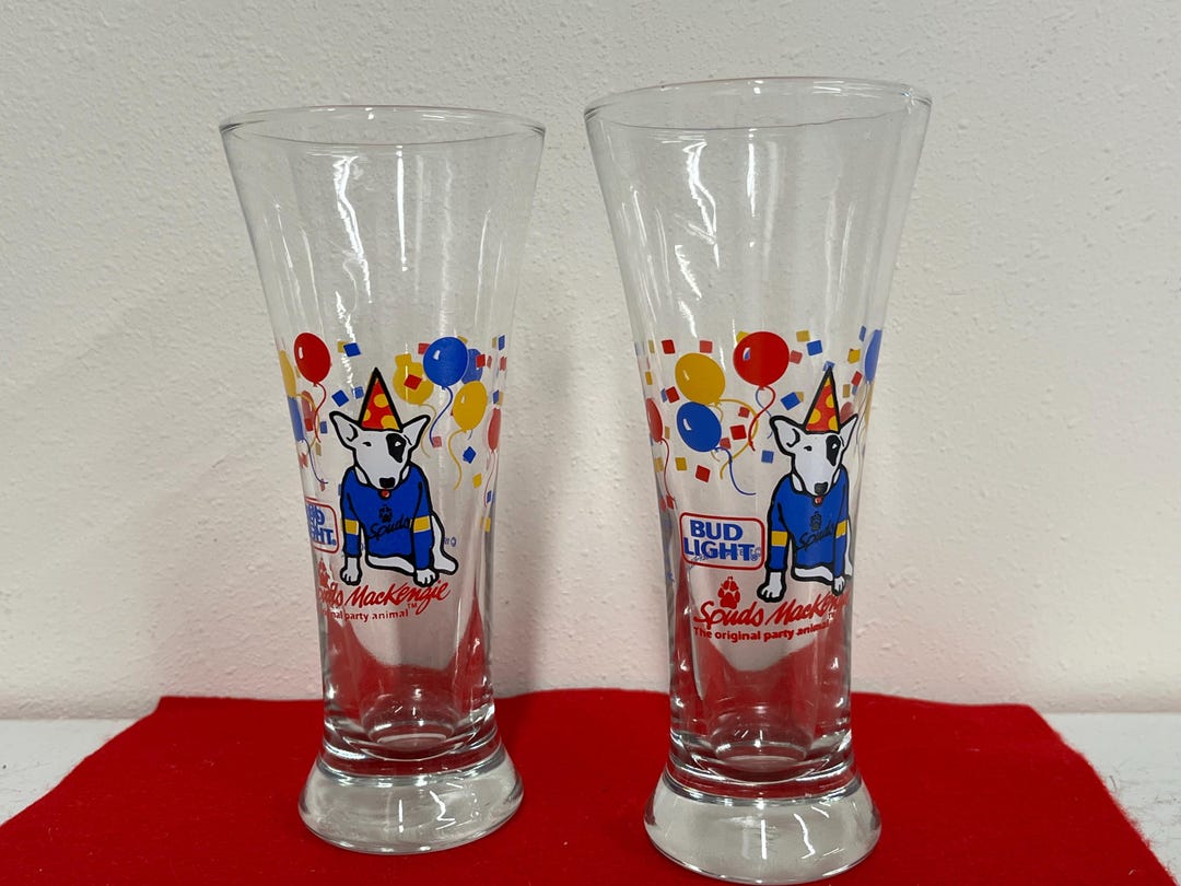 Vintage 1987 Spuds Mackenzie Bud Light Beer Glasses Set of 2 - Etsy