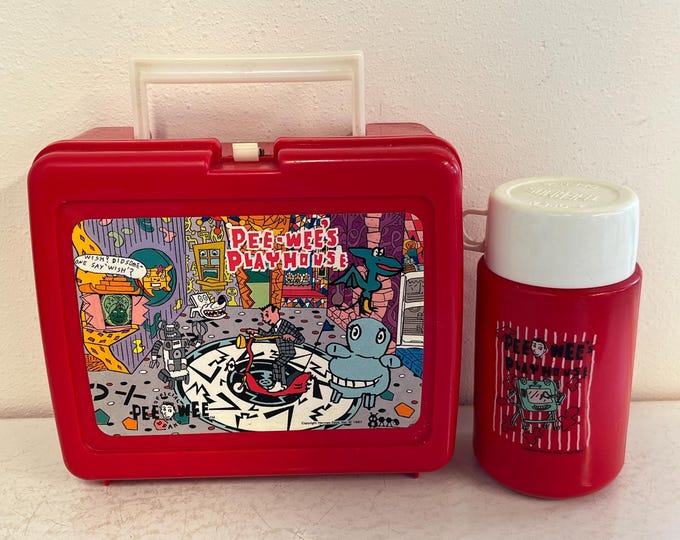 Vintage 1987 Pee-wee’s Playhouse Red Plastic Thermos Brand Lunch Box ...