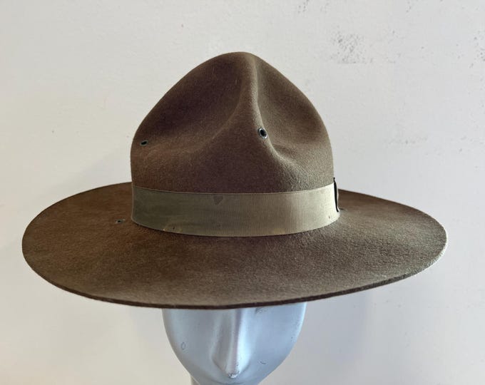 Vintage WW2 Era Campaign Hat Ranger Style Wool Hat Size 7.5 - Etsy