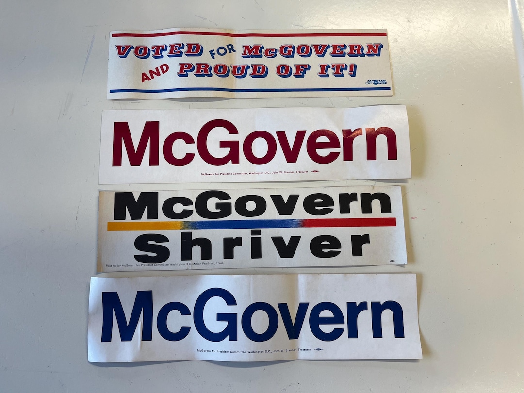 Vintage 1972 Mcgovern Presidential Campaign Unused Bumper Stickers YOU ...