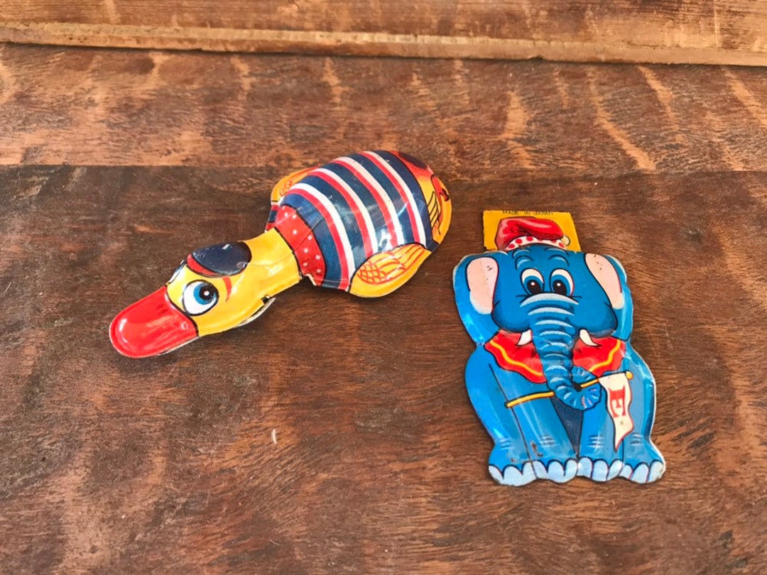 Vintage Duck & Elephant Clicker Tin Toys - Etsy