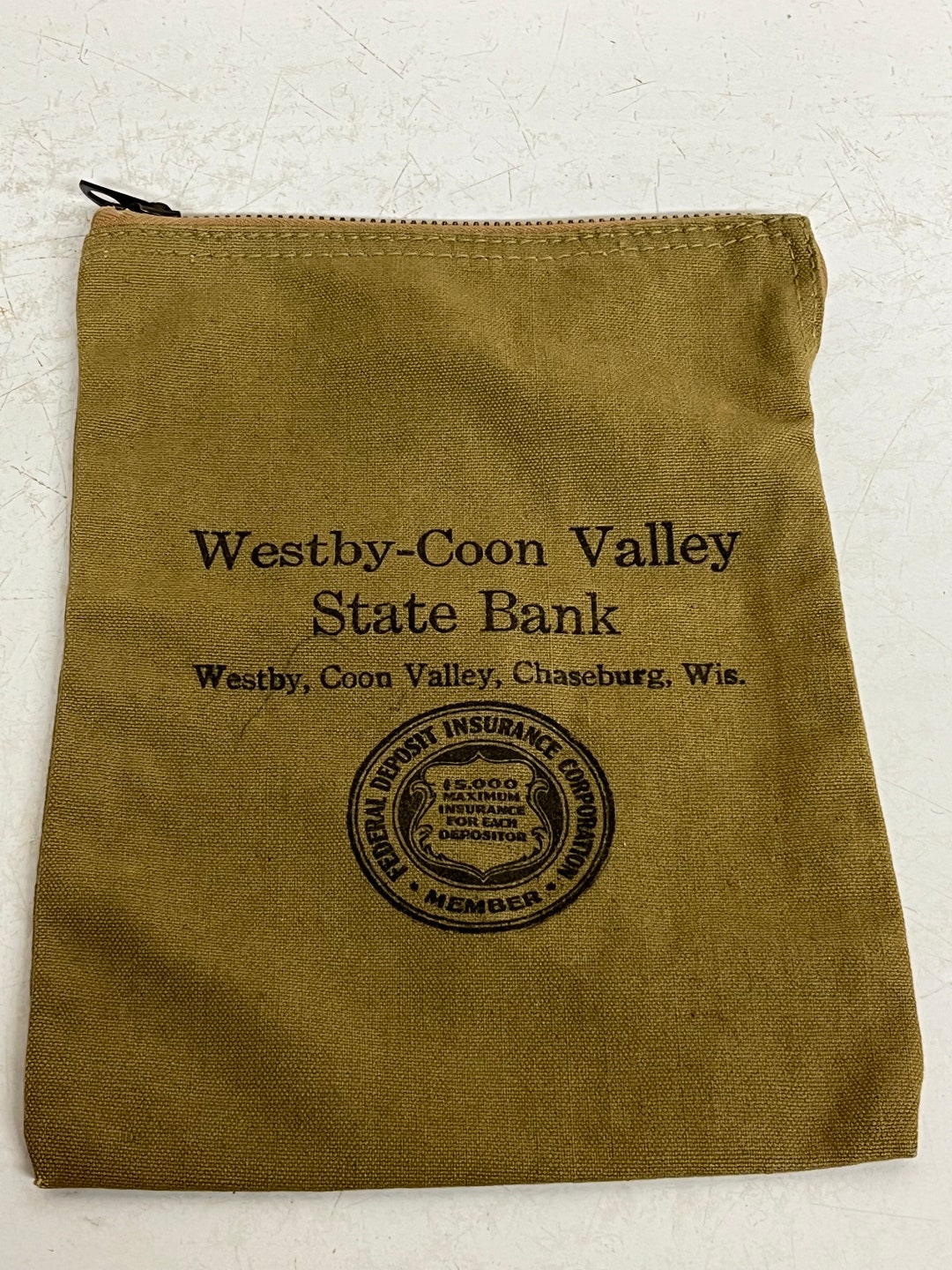 Vintage Westby-coon Valley State Bank Green Zipper Bag Westby and Coon ...