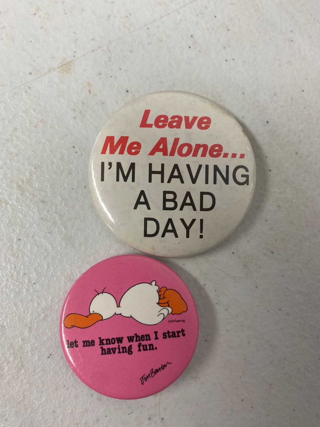 Set of 2 1980s Vintage Funny Pinback Buttons Leave Me Alone and Start ...