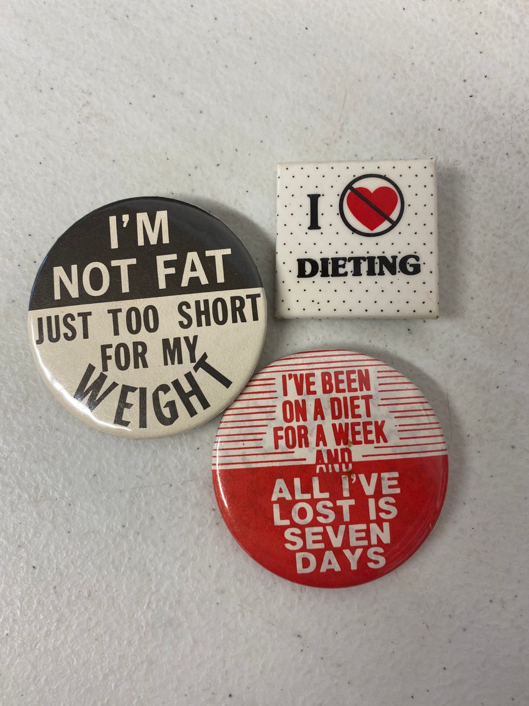 Set of 3 Vintage Funny Pinback Buttons Diet Weight Loss Fat - Etsy