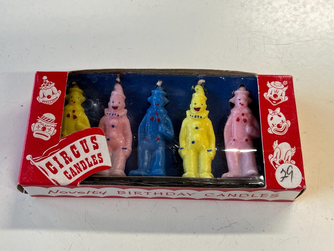 Vintage Circus Clown Themed Novelty Birthday Candles by Gurley Novelty ...