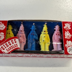 Vintage Circus Clown Themed Novelty Birthday Candles by Gurley Novelty ...