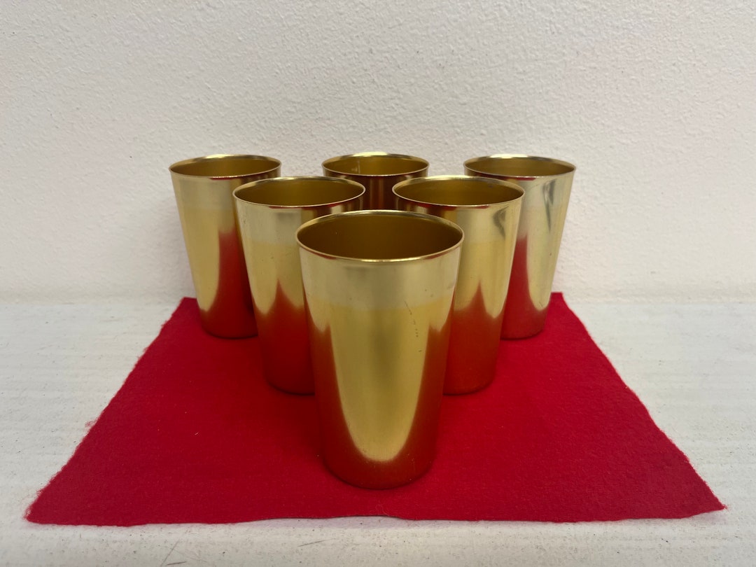 Vintage Mid Century Gold Tone Aluminum Tumblers Made in Italy by Bascal ...