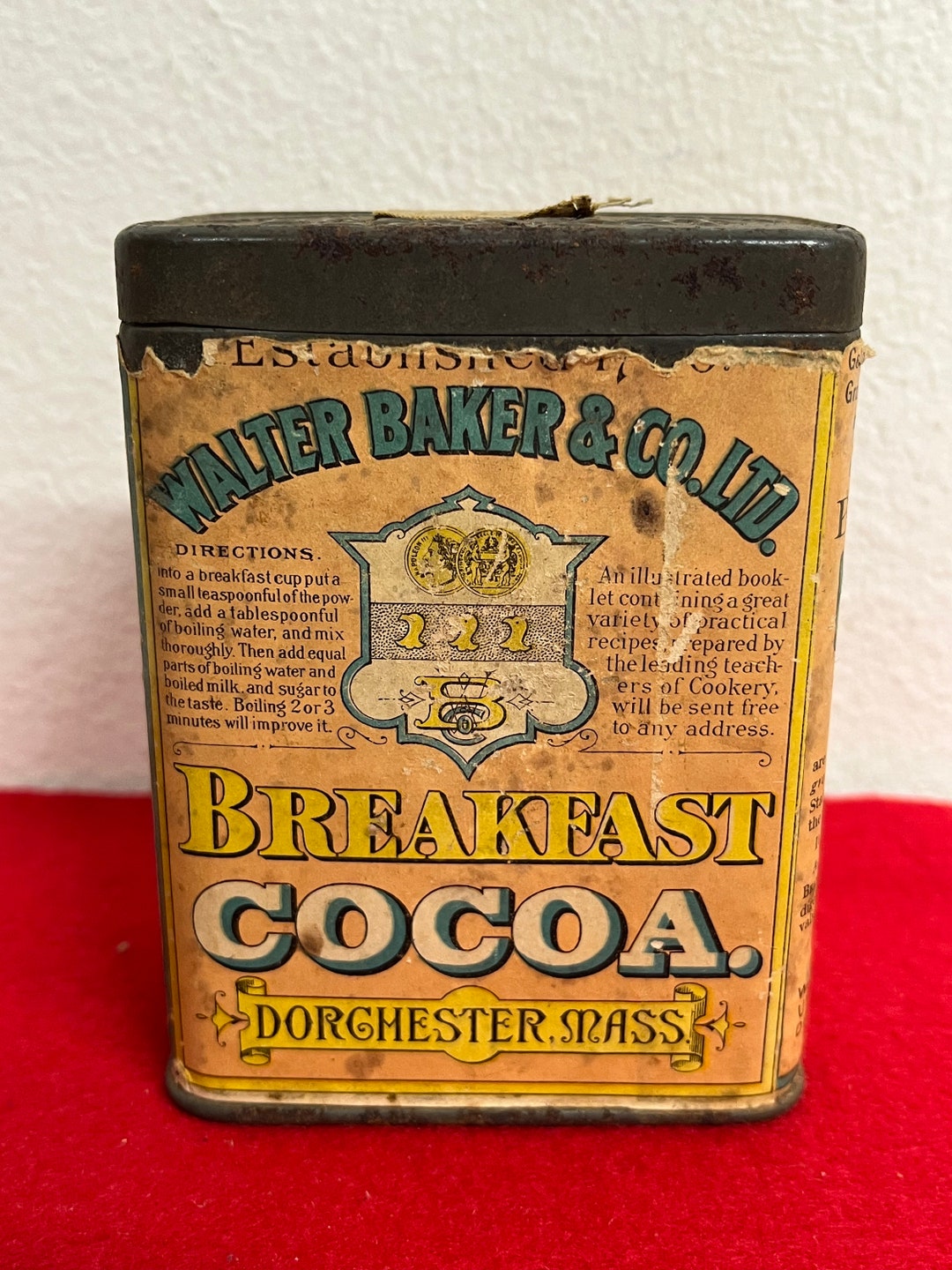 Early 1900s Walter Baker & Co Breakfast Cocoa Tin - Etsy