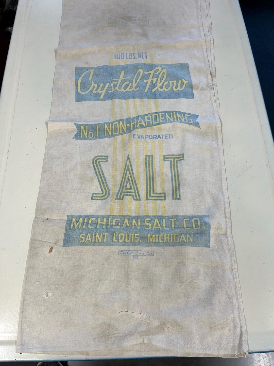 Vintage Crystal Flow Salt by Michigan Salt Co 100 LB Cloth Bag Split - Etsy