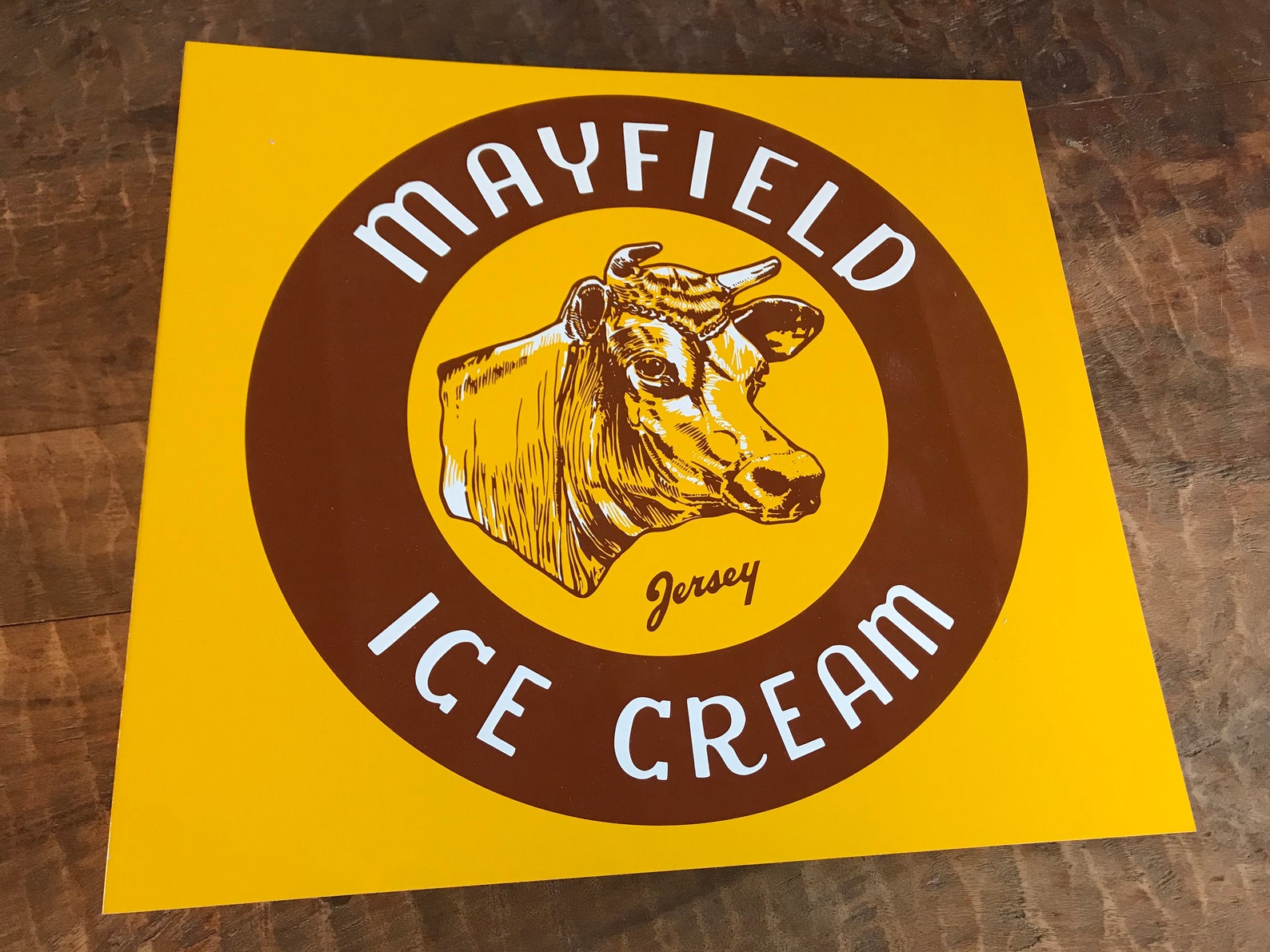 Vintage Mayfield Ice Cream Yellow Double Sided Metal Sign With - Etsy