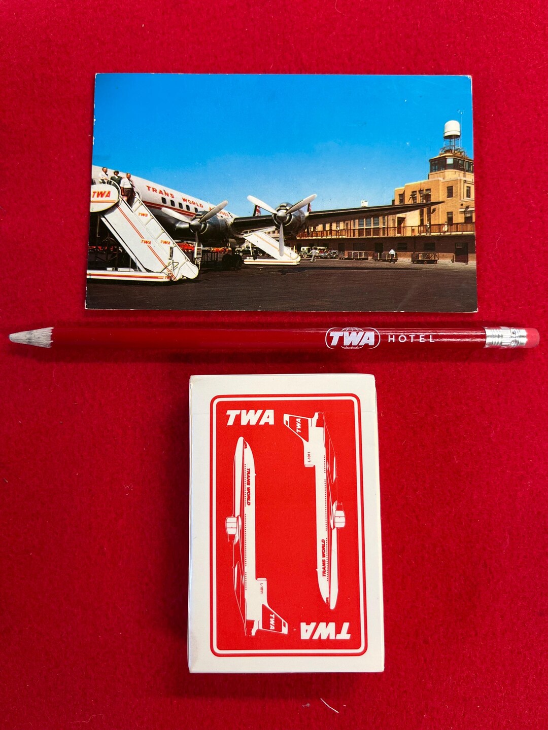 Vintage Airline Giveaways TWA American Airlines Playing Cards, Pencil ...