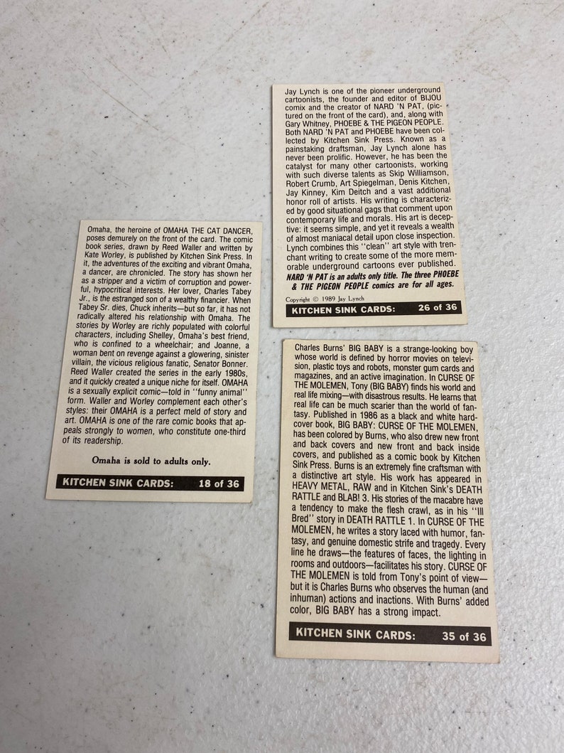 Vintage 1988-89 Kitchen Sink Cards Reed Waller Jay Lynch - Etsy