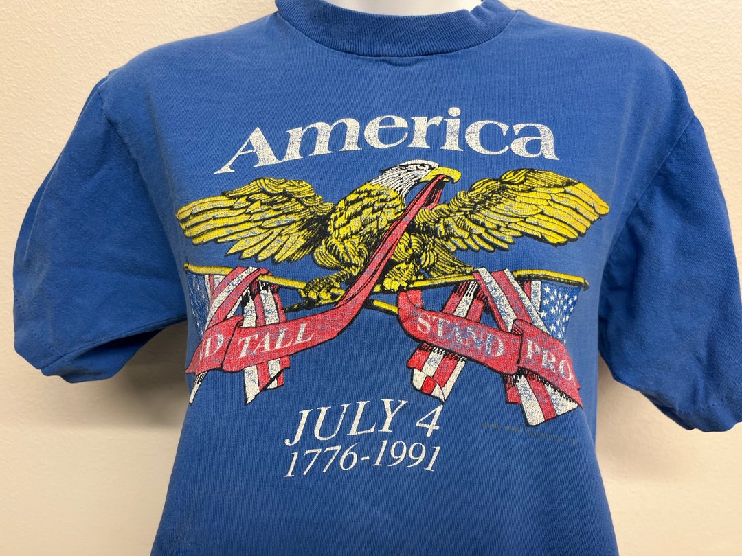 Vintage 1991 America Stand Tall Stand Proud Blue T-shirt Size Medium - Etsy