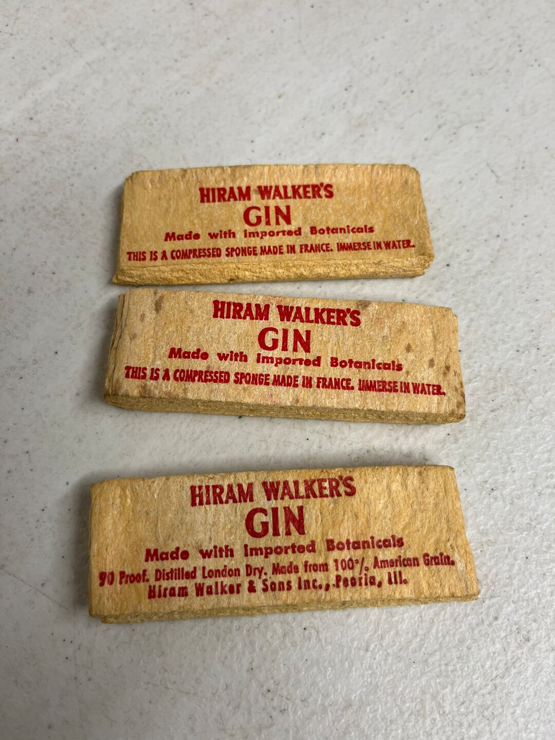 Vintage Unused Hiram Walker’s Gin Advertising Bar Sponge Peoria ...