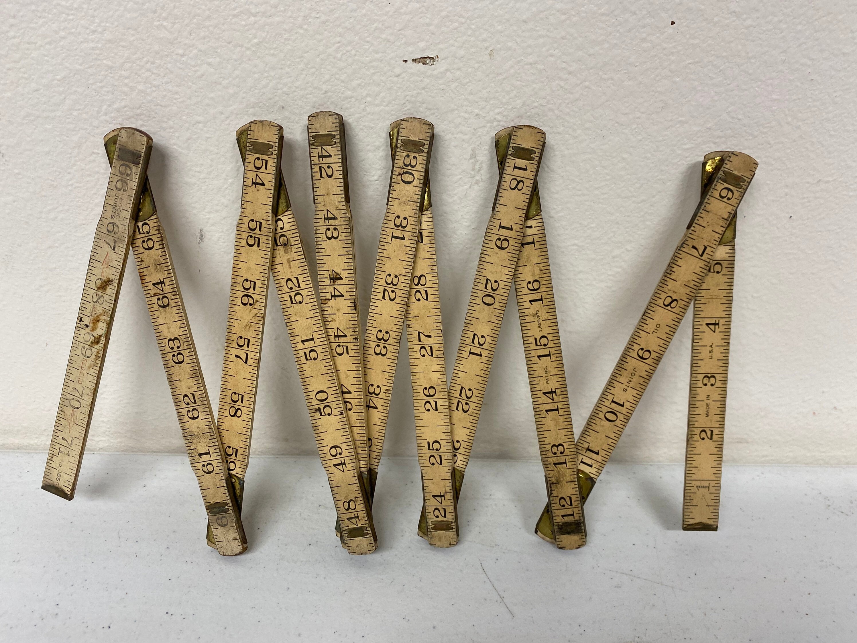 Antique Wood & Metal Folding Ruler Made in USA - Etsy