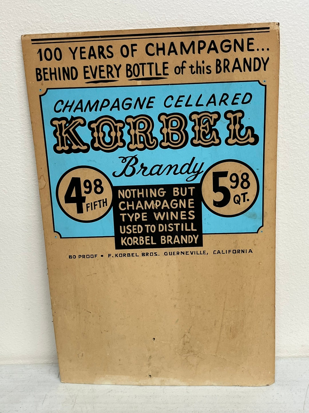 Vintage Korbel Brandy in Store Display Cardboard Sign - Etsy