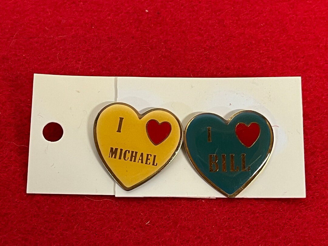 Vintage I Heart Bill and I Heart Michael Lapel Pins by SWIB - Etsy