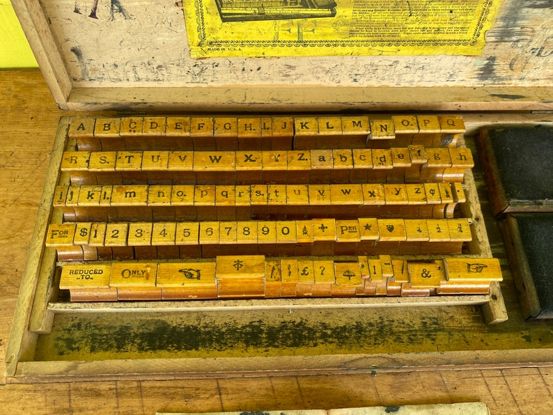 Antique the Excelsior Sign & Price Marker Kit in Dovetail Box - Etsy