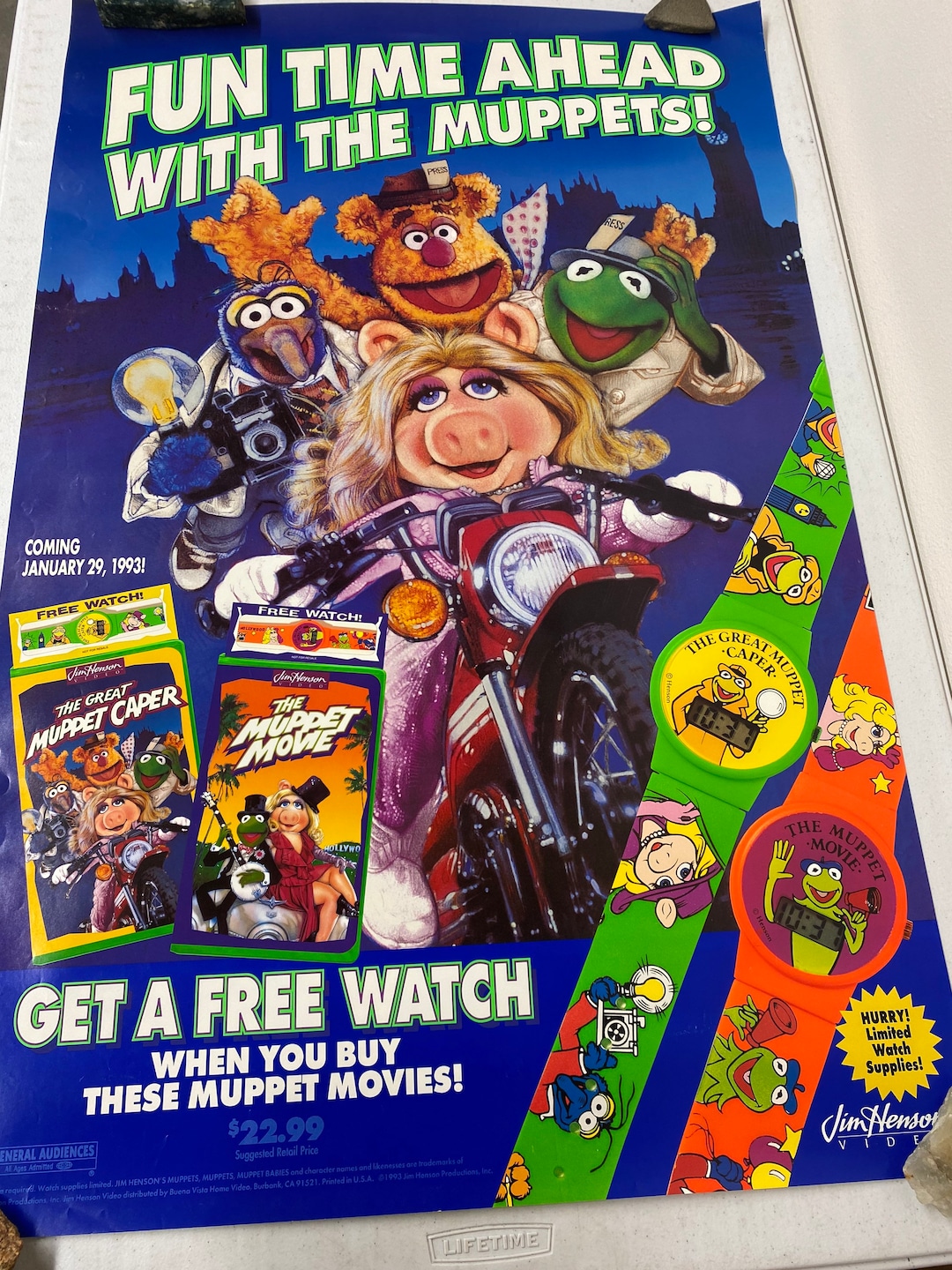 1993 Fun Time Ahead With the Muppets Video Release Promo Poster Jim ...