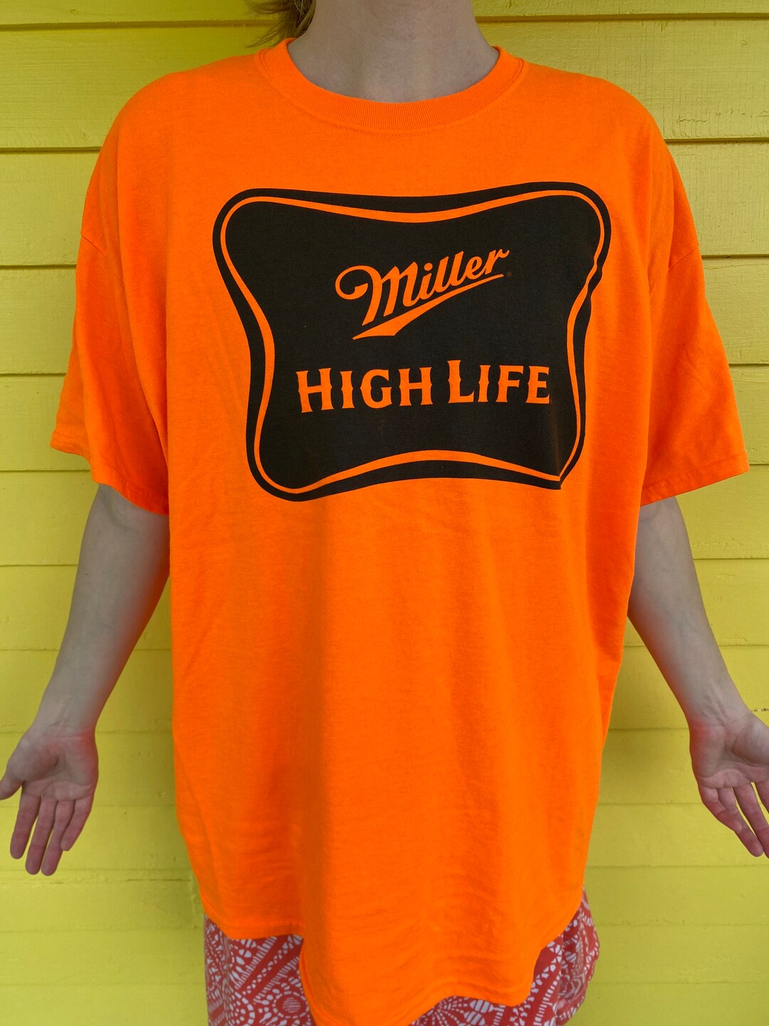 Vintage 1990s Orange Miller High Life Logo Beer Graphic Tee Size XL - Etsy