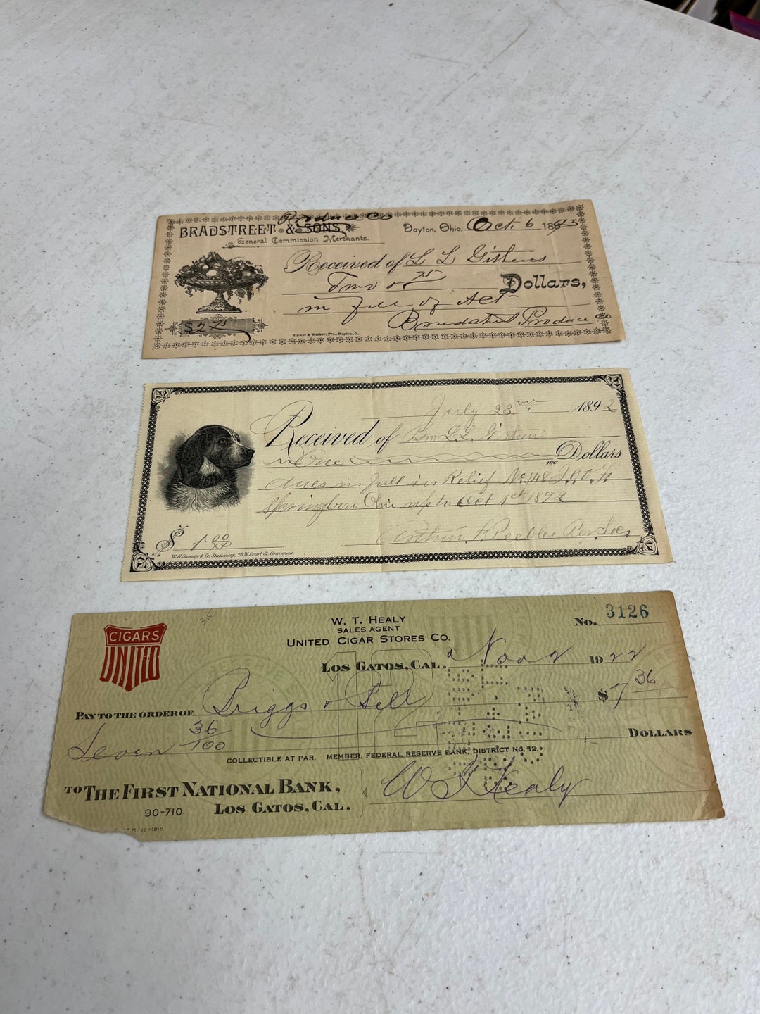 Antique Canceled Check and 2 Hand Written Receipts 1892-1922 - Etsy