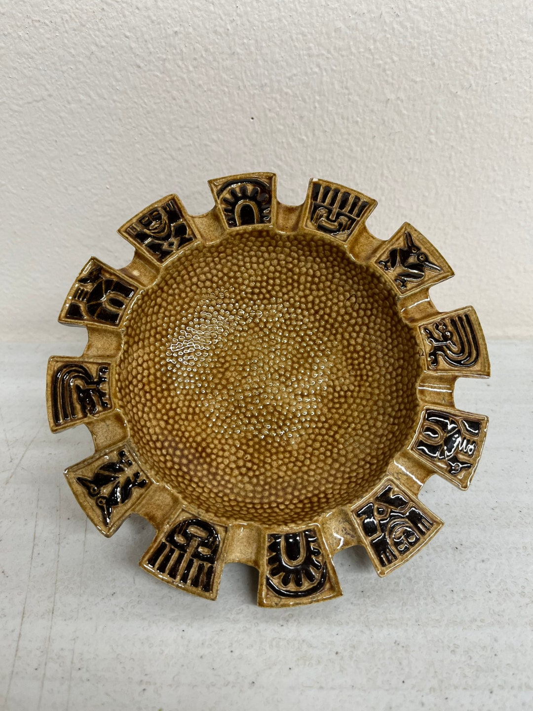 Vintage Handmade Folk Art Ashtray With Egyptian Characters - Etsy