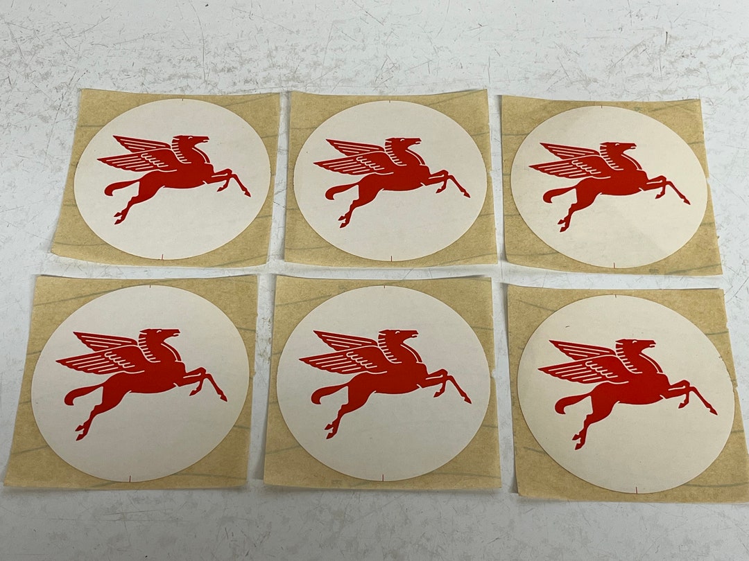 Vintage Original Mobil Pegasus Unused Stickers Set of 2 NOS Mobilgas ...