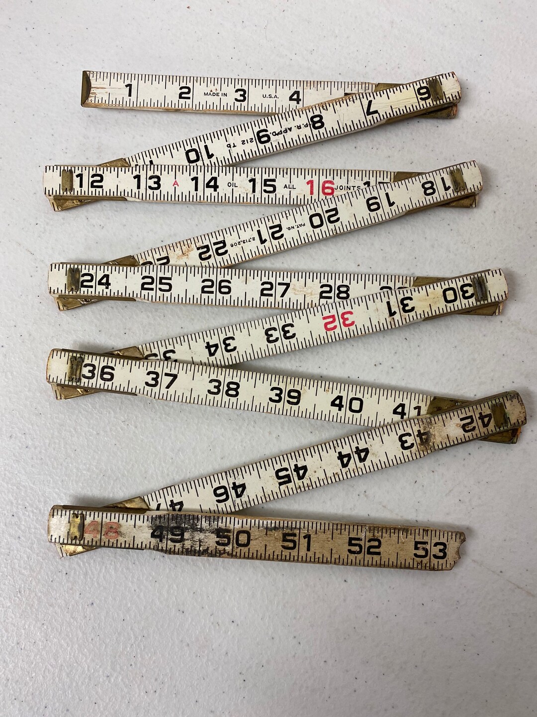 Vintage Lufkin White Wood & Metal Folding Ruler - Etsy