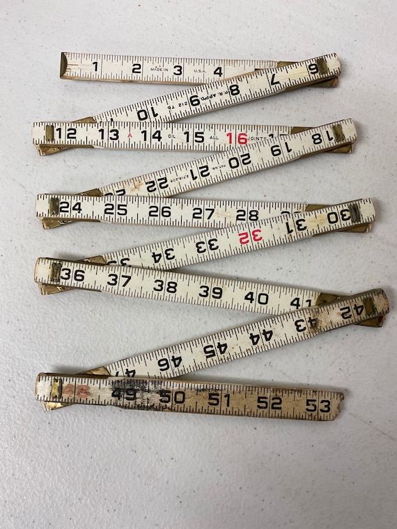 Vintage Lufkin White Wood & Metal Folding Ruler | Etsy