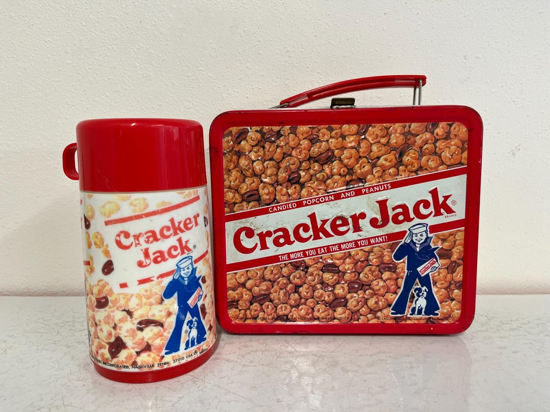 Vintage 1979 Cracker Jack Red Metal Lunch Box With Thermos by Aladdin ...
