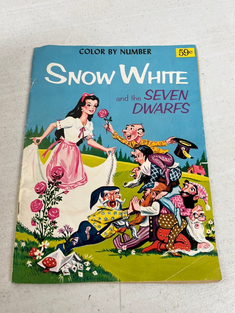 Vintage Snow White and the Seven Dwarfs Color by Number Story Book ...