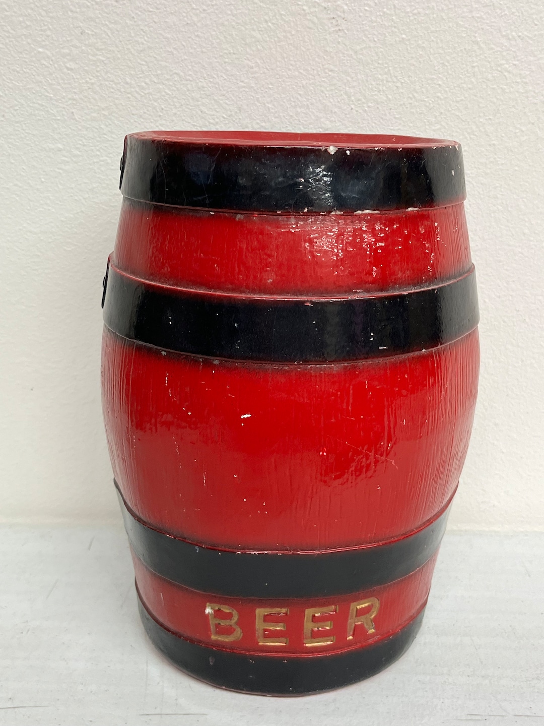 Vintage Large Chalkware Beer Barrel Coin Bank - Etsy