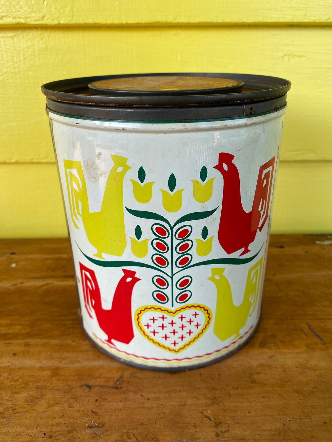 Vintage Procter & Gamble Rooster Birds Flowers Kitchen Canister ...