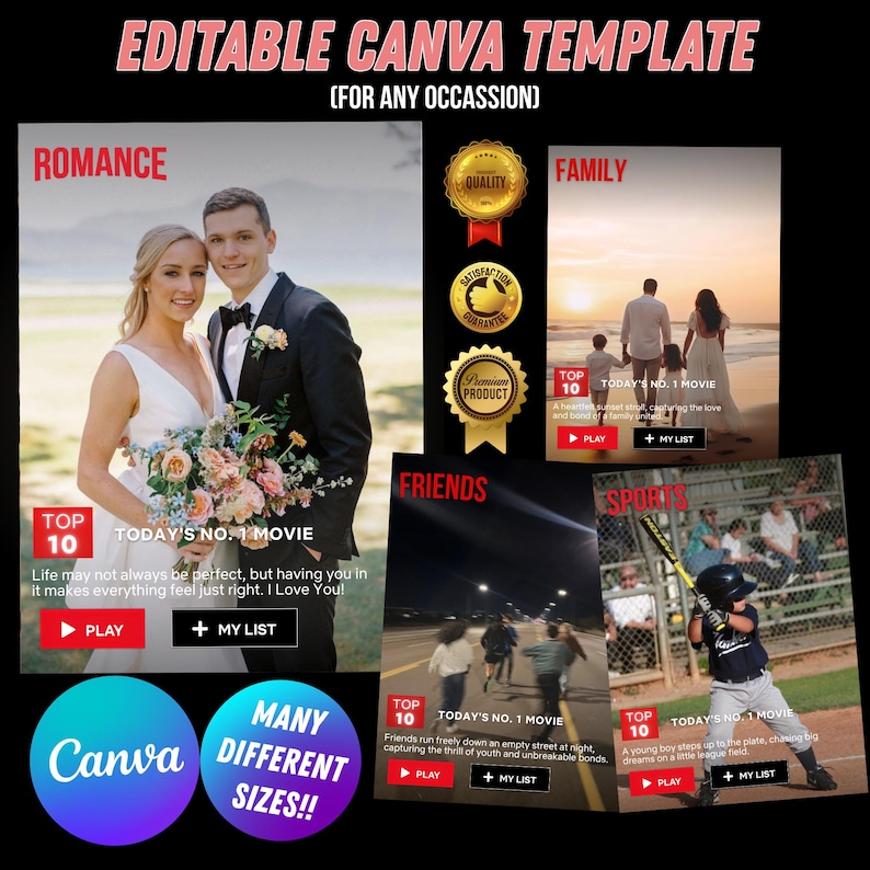 Editable Movie Poster Template | DIY Family, Romance, Friendship (canva ...