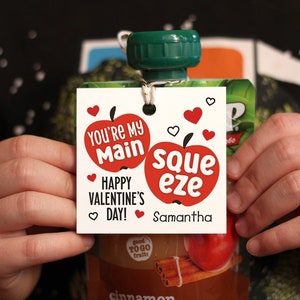 Applesauce Valentine Tag, You're My Main Squeeze, Fruit Pouch Tag ...