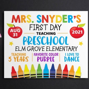 Editable First Day of School Sign, Personalized Teacher Sign, Printable ...