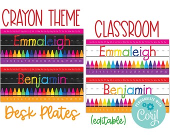 Editable Crayon Desk Plate Template Welcome Back to School - Etsy
