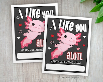 Axolotl Valentine Cards, 6 Different Cards, Amphibian Themed School ...