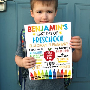 Last Day of School Sign, Editable Preschool Sign, Printable Sign ...
