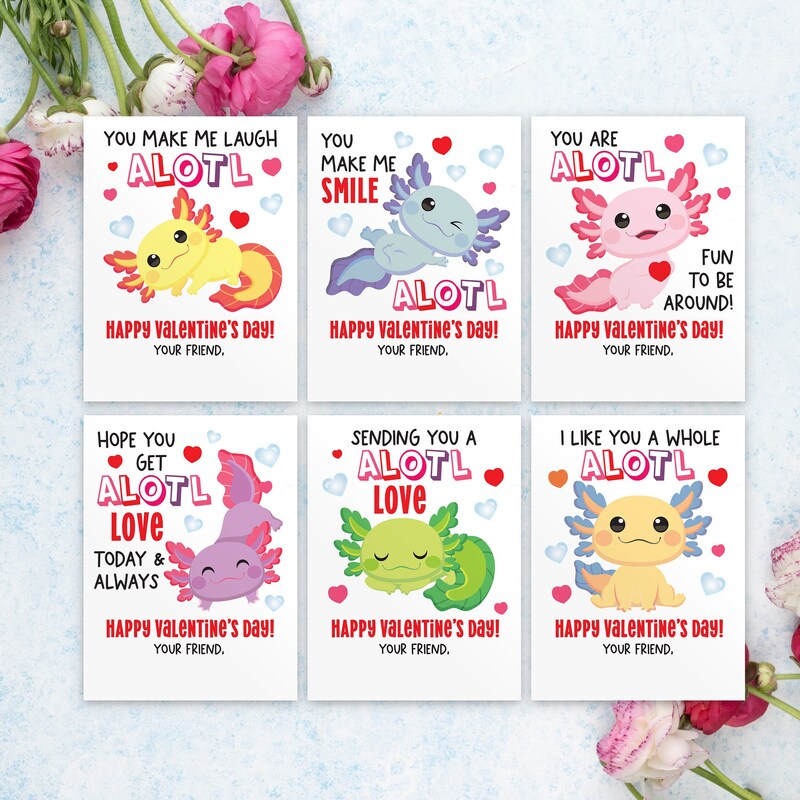 Axolotl Valentines Cards - Etsy