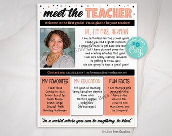 Editable Meet the Teacher Template Welcome Back to School - Etsy