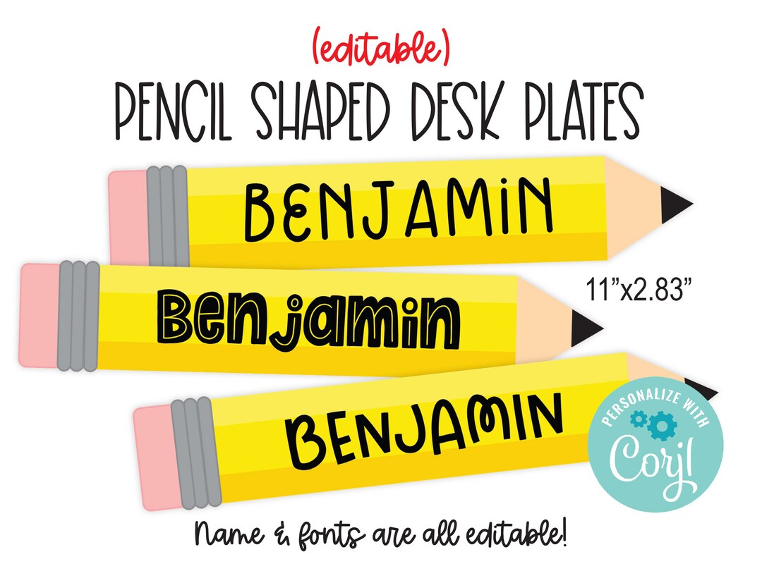 Editable Pencil Desk Plate Template, Welcome Back to School Name Plates ...