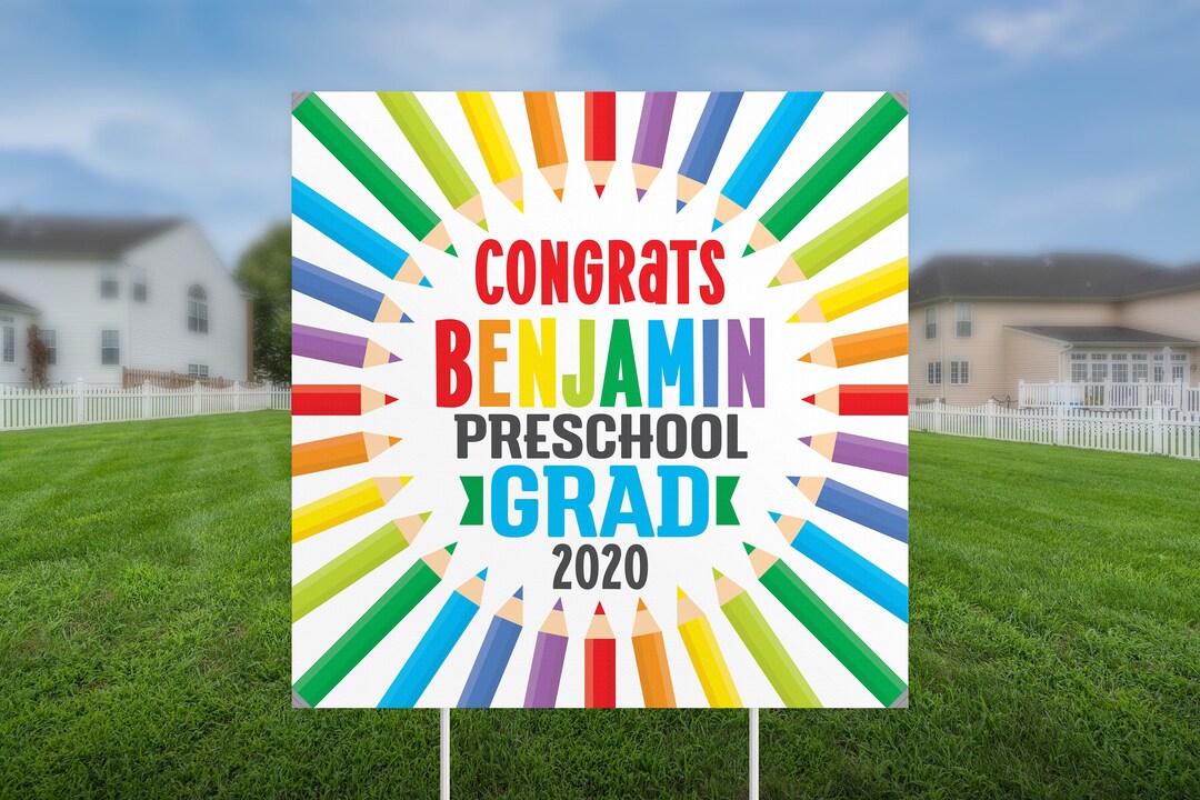 Printed Graduation Yard Sign, Preschool Graduation Decor, Outdoor Grad ...