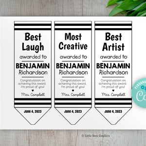 Editable Ribbon Awards Template, End of the Year Awards, Personalized ...