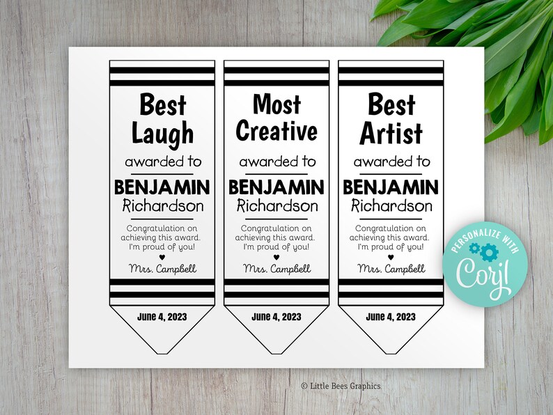 Editable Ribbon Awards Template End of the Year Awards - Etsy